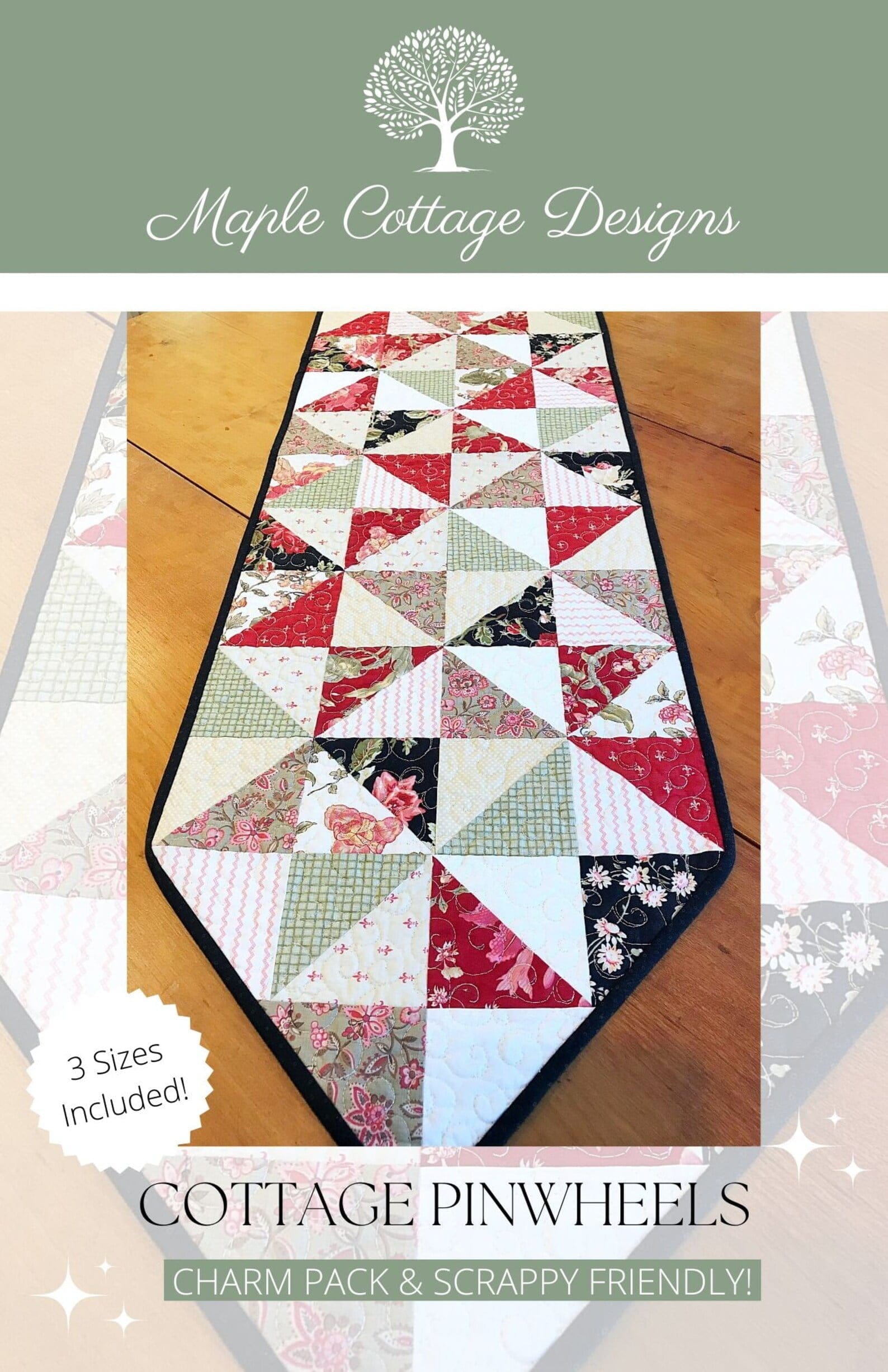 Cottage Pinwheels Table Runner • Maple Cottage Designs