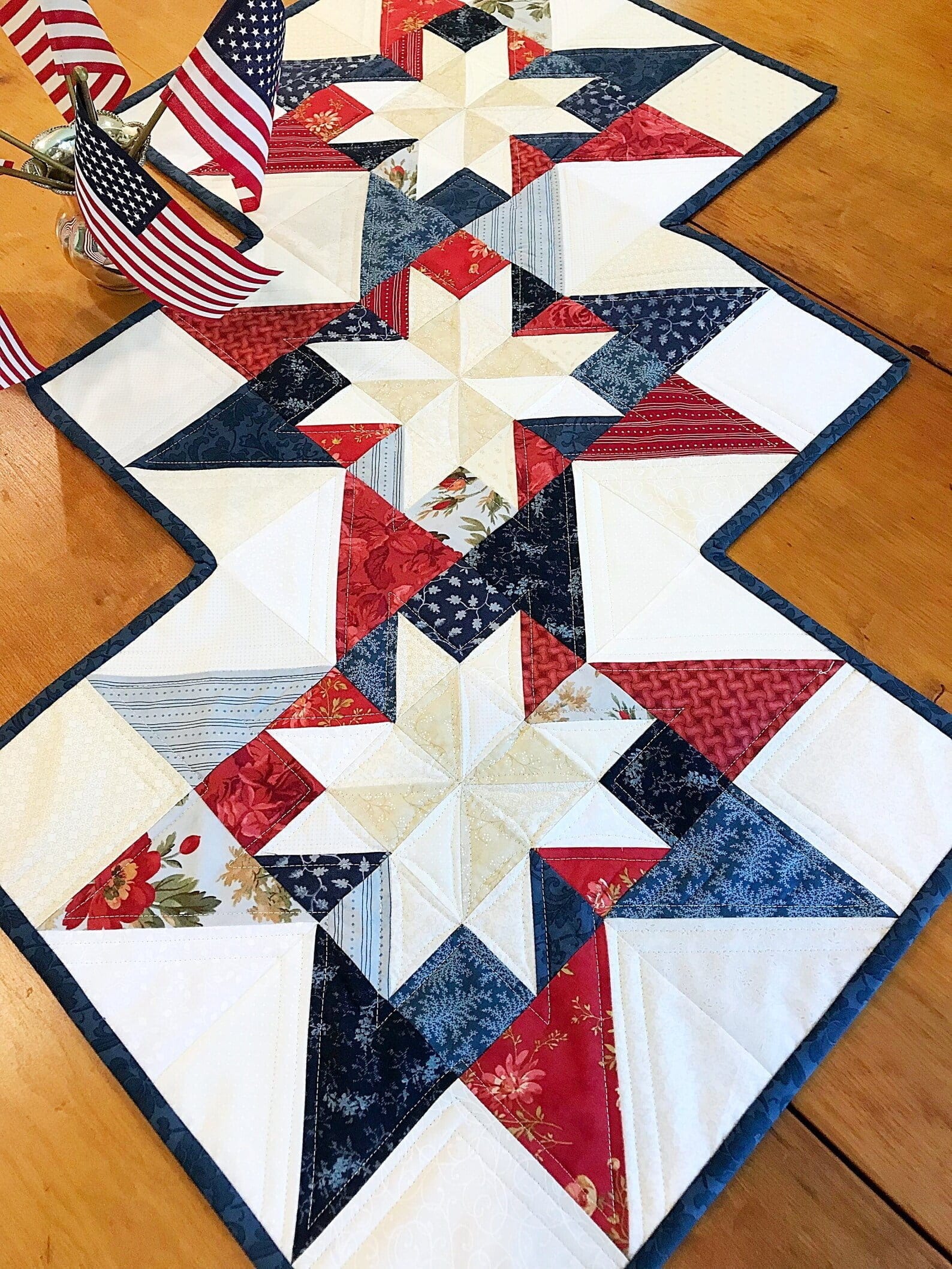 Radiant Stars Table Runner Pattern • Maple Cottage Designs