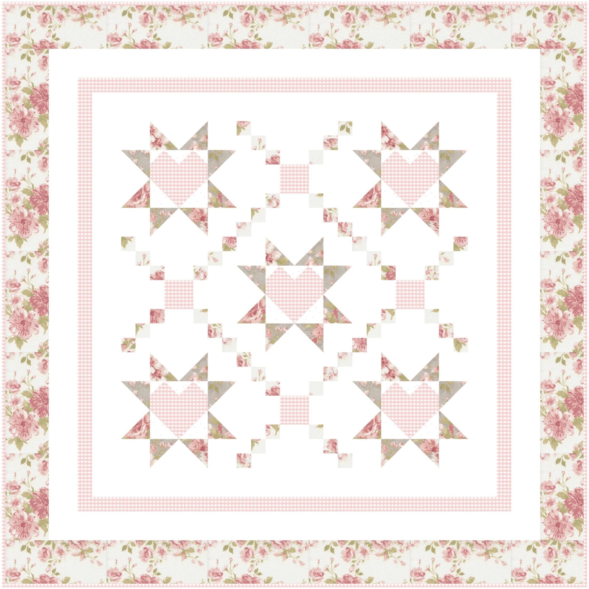 Baby Quilt Kit - Loving Wishes in Pink and Gray • Maple Cottage Designs